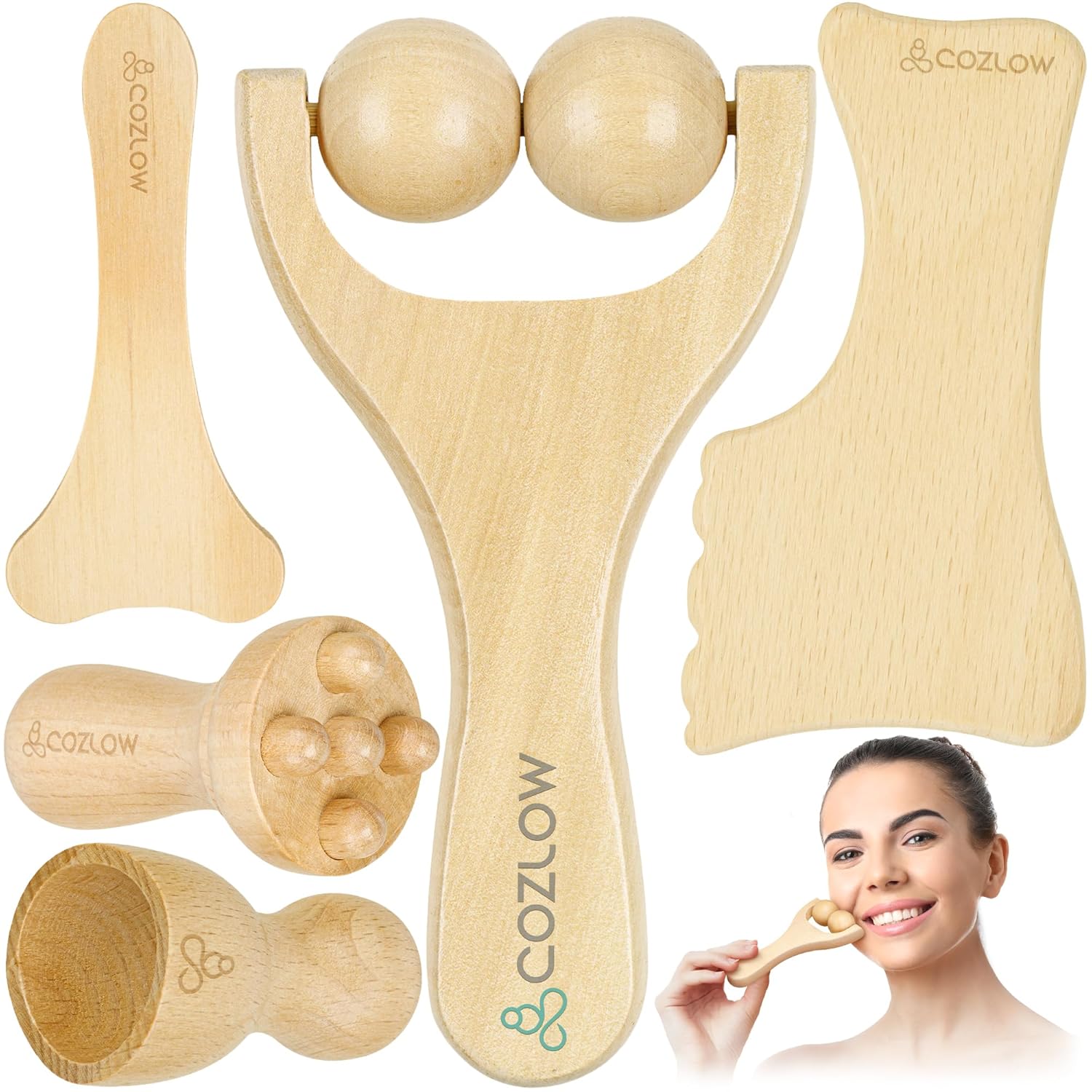 Gua Sha Facial Massage Tools (5 Piece Set) – Cozlow.com